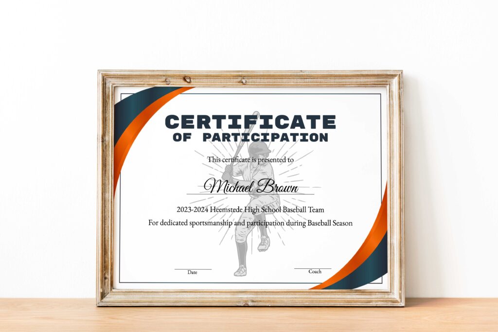 Baseball Certificate, Achievement, Award, Sports MVP, Certificate of ...