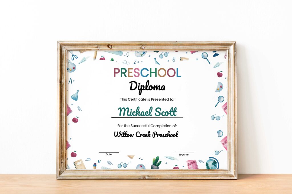 Printable Kindergarten Diploma, Editable School Diploma Certificate ...