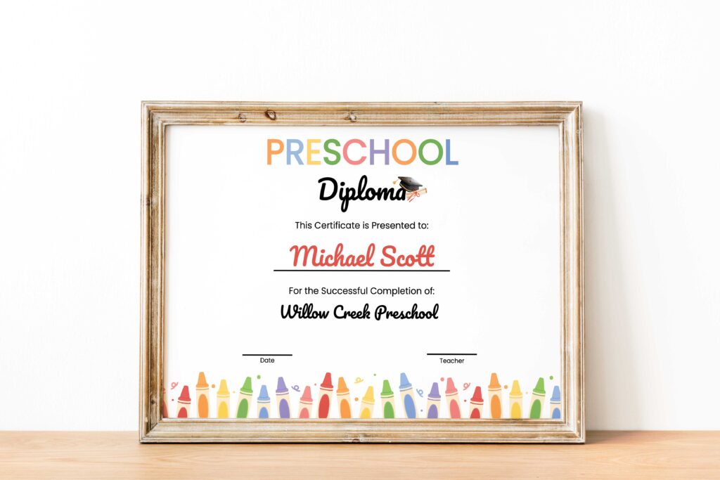 Fillable Kindergarten Diploma, Kindergarten Graduation, Kindergarten ...
