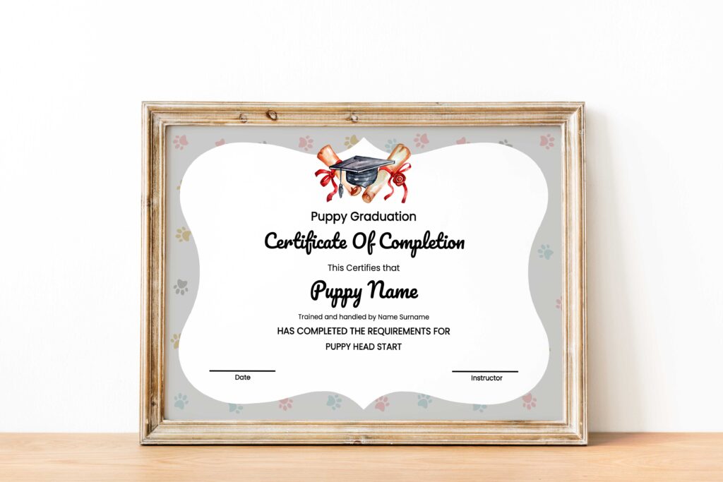 Printable Puppy Dog Graduation Certificate, Printable Congratulations ...