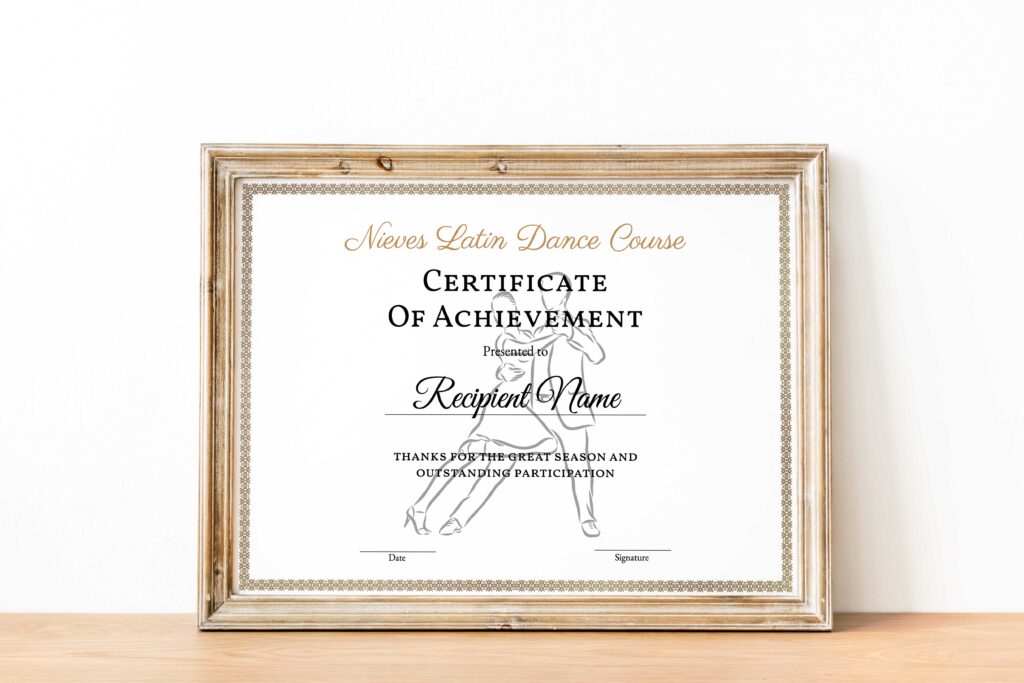 DANCE RECITAL Certificates, Tango, Latin Dance Awards, Best Dancer ...