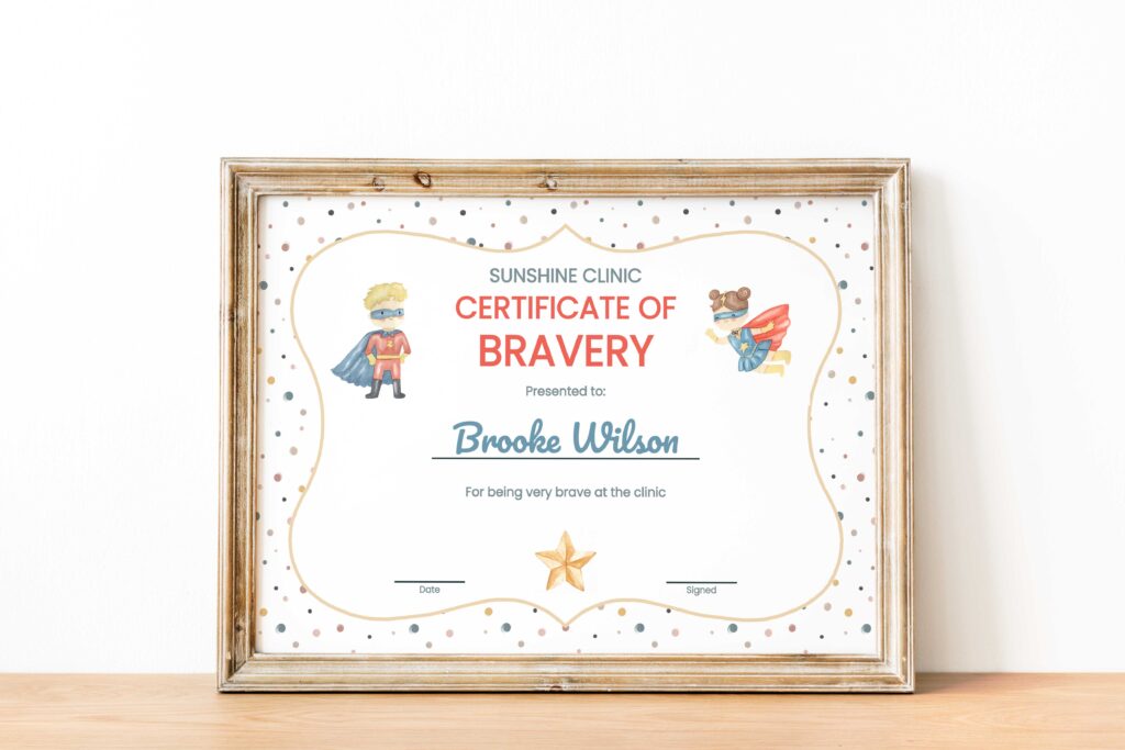 Printable PDF Certificate of Bravery, Kids Certificate Template for Kids for Being Brave ...