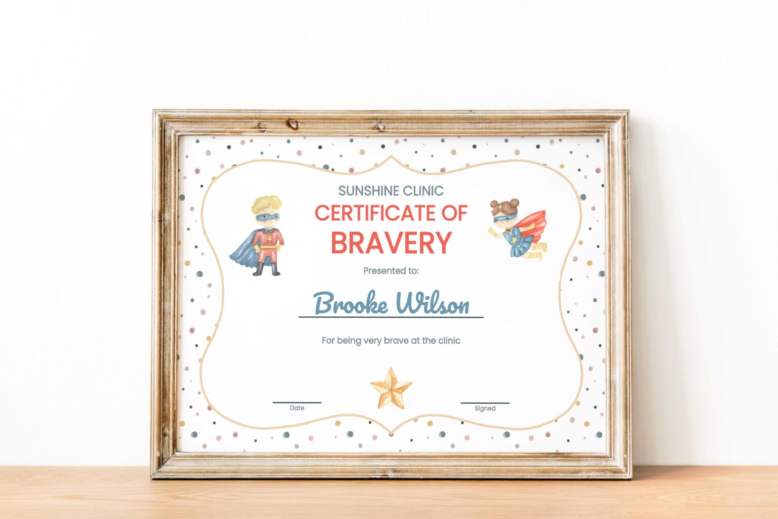 Printable PDF Certificate of Bravery, Kids Certificate Template for ...