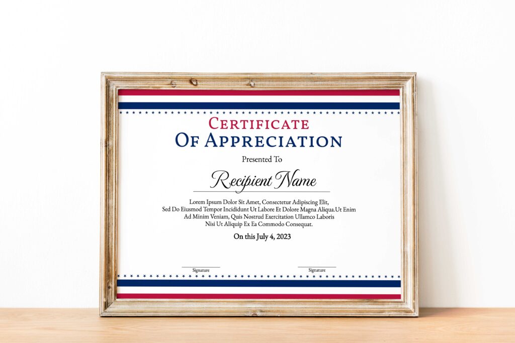 Editable American Certificate, Printable Certificate Template American ...