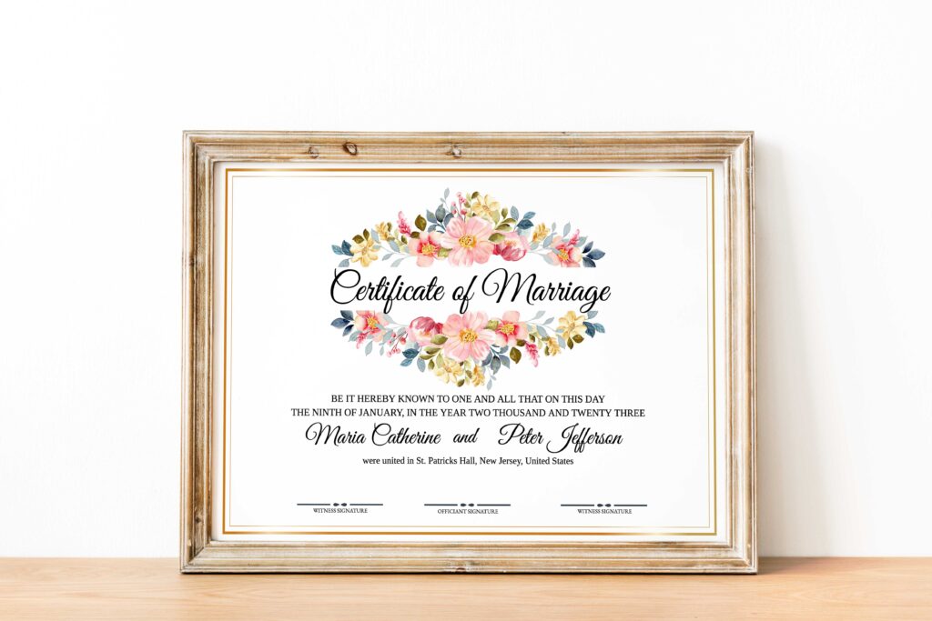 Boho Wedding Certificate Template, Editable Marriage Certificate ...