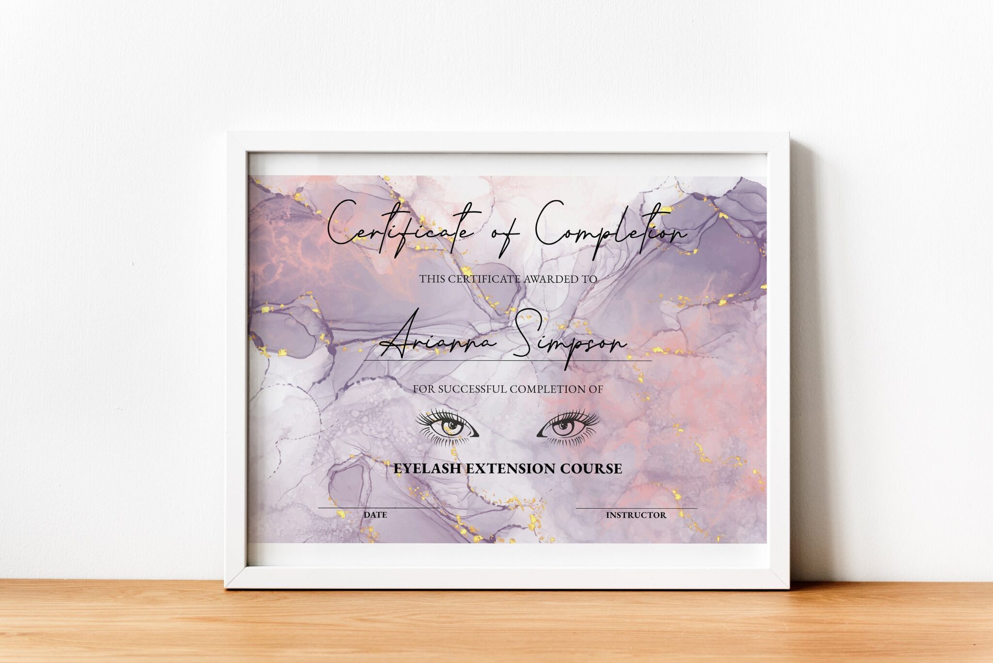 Editable Lash Certificate Of Completion Template, Printable Lash ...