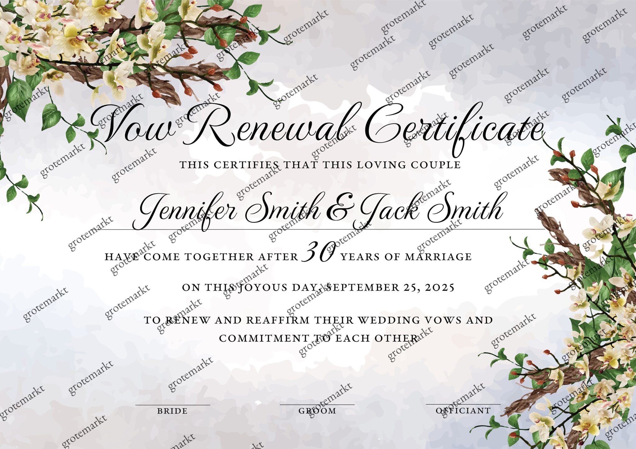 Vow Renewal Certificate, Editable Printable Wedding Certificate ...