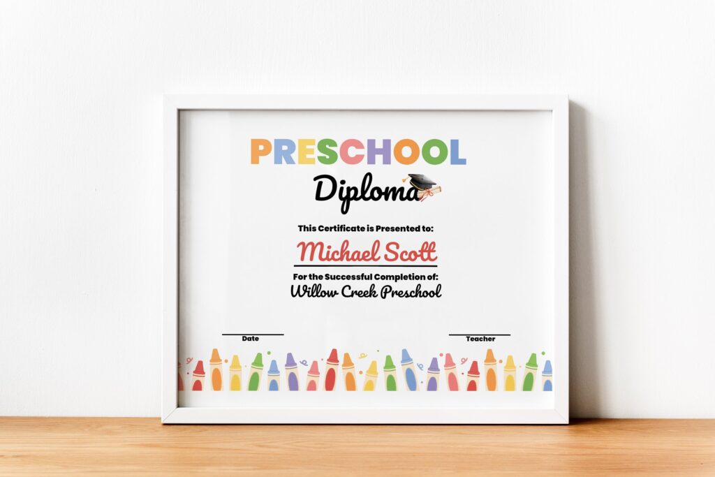 Fillable Kindergarten Diploma, Kindergarten Graduation, Kindergarten ...