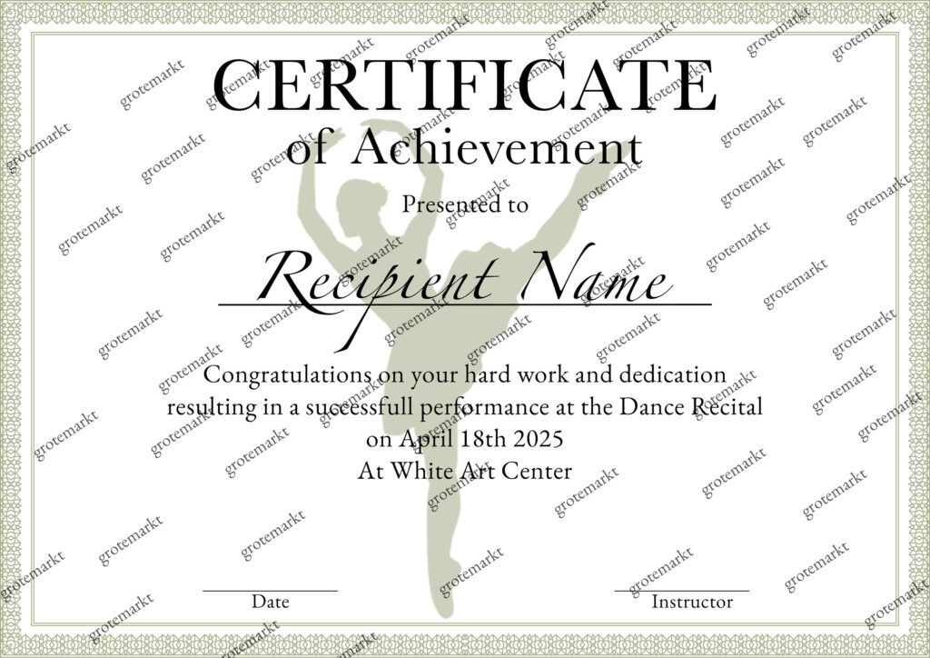 Editable Ballet Awards Certificate Template, Ballet Dancer Award ...