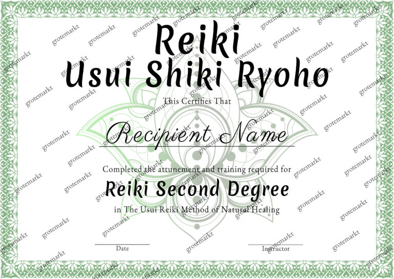 Reiki Certificates - Levels I, II, III and Master, Editable Certificate ...