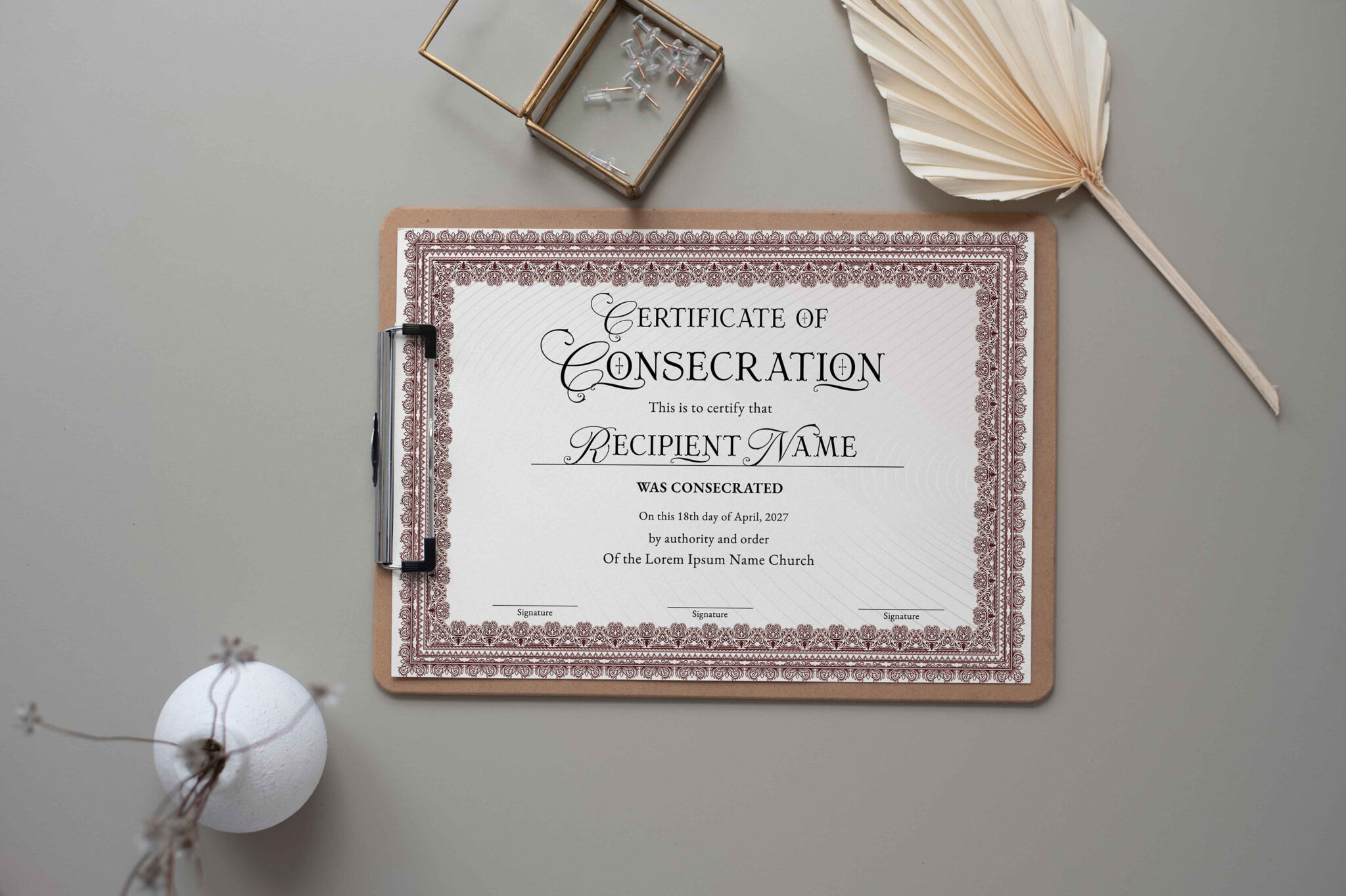 Editable Certificate of Consecration Template, Printable Consecration ...