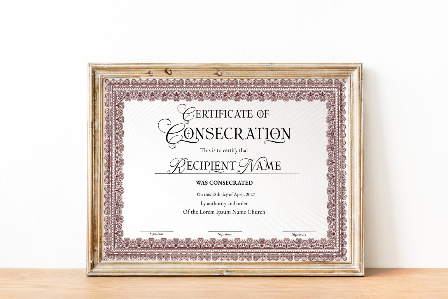 Editable Certificate of Consecration Template, Printable Consecration ...