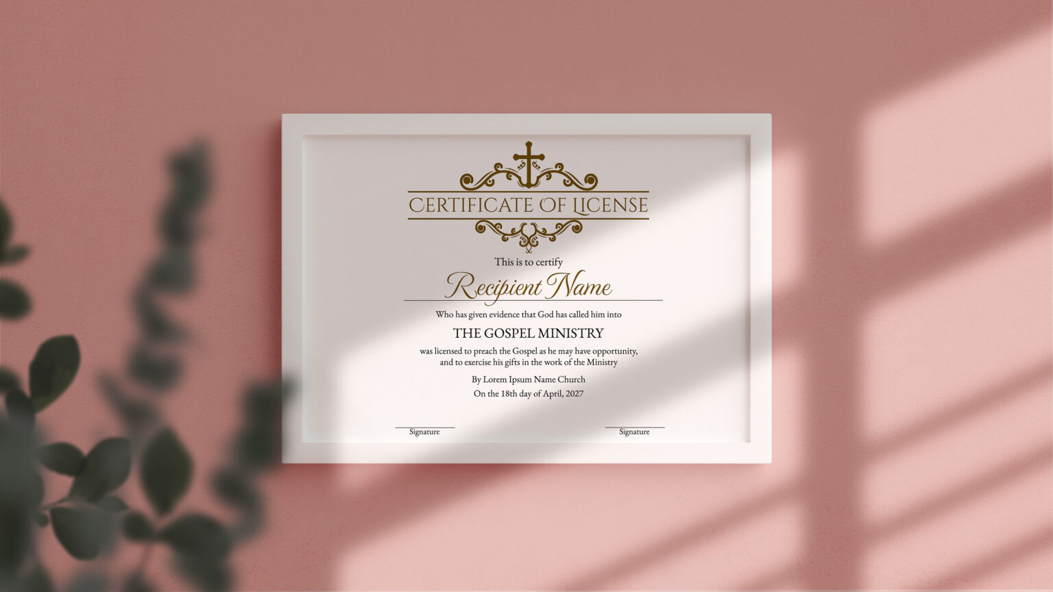 Editable License to Preach Template, Printable Certificate of License ...