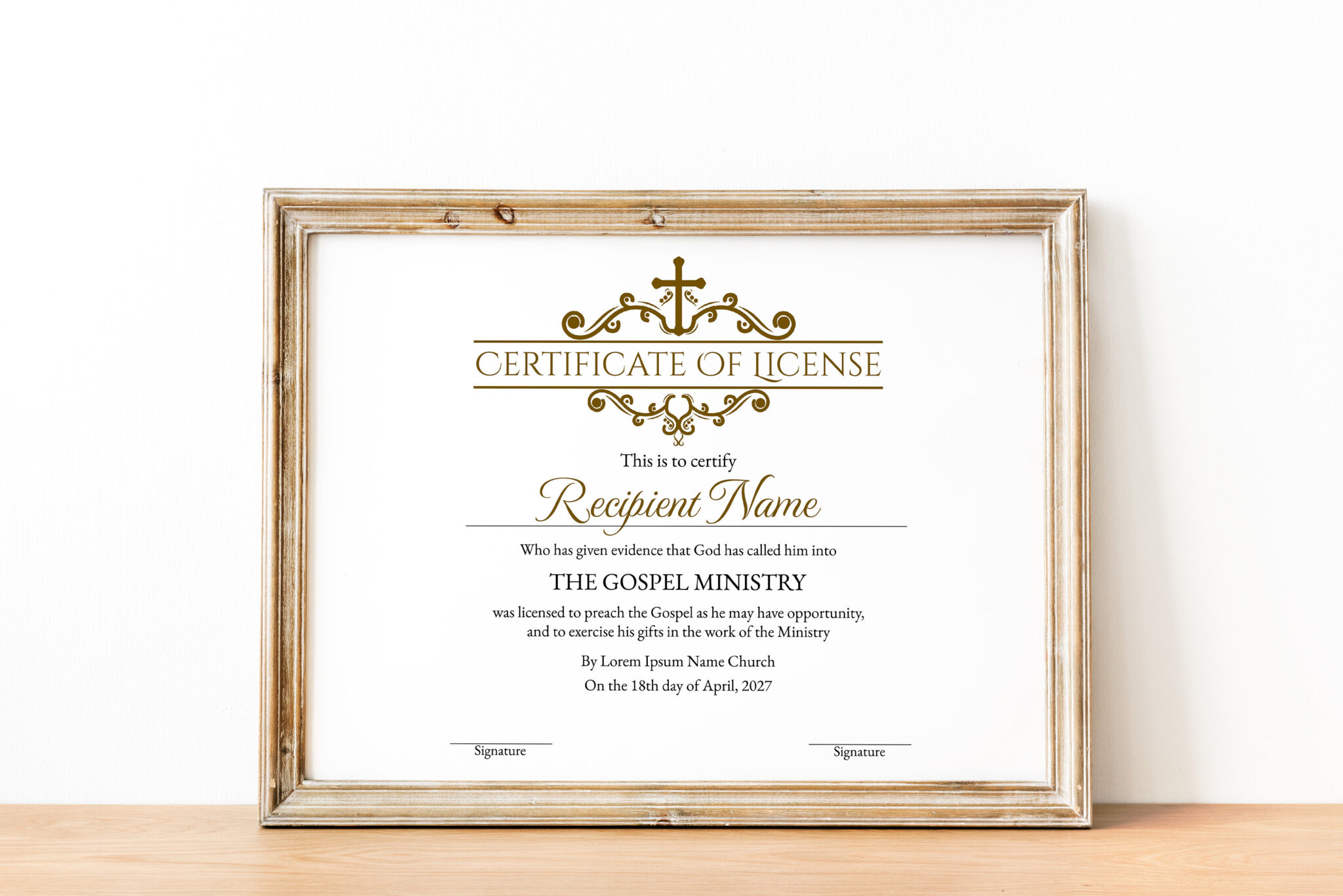Editable License to Preach Template, Printable Certificate of License ...