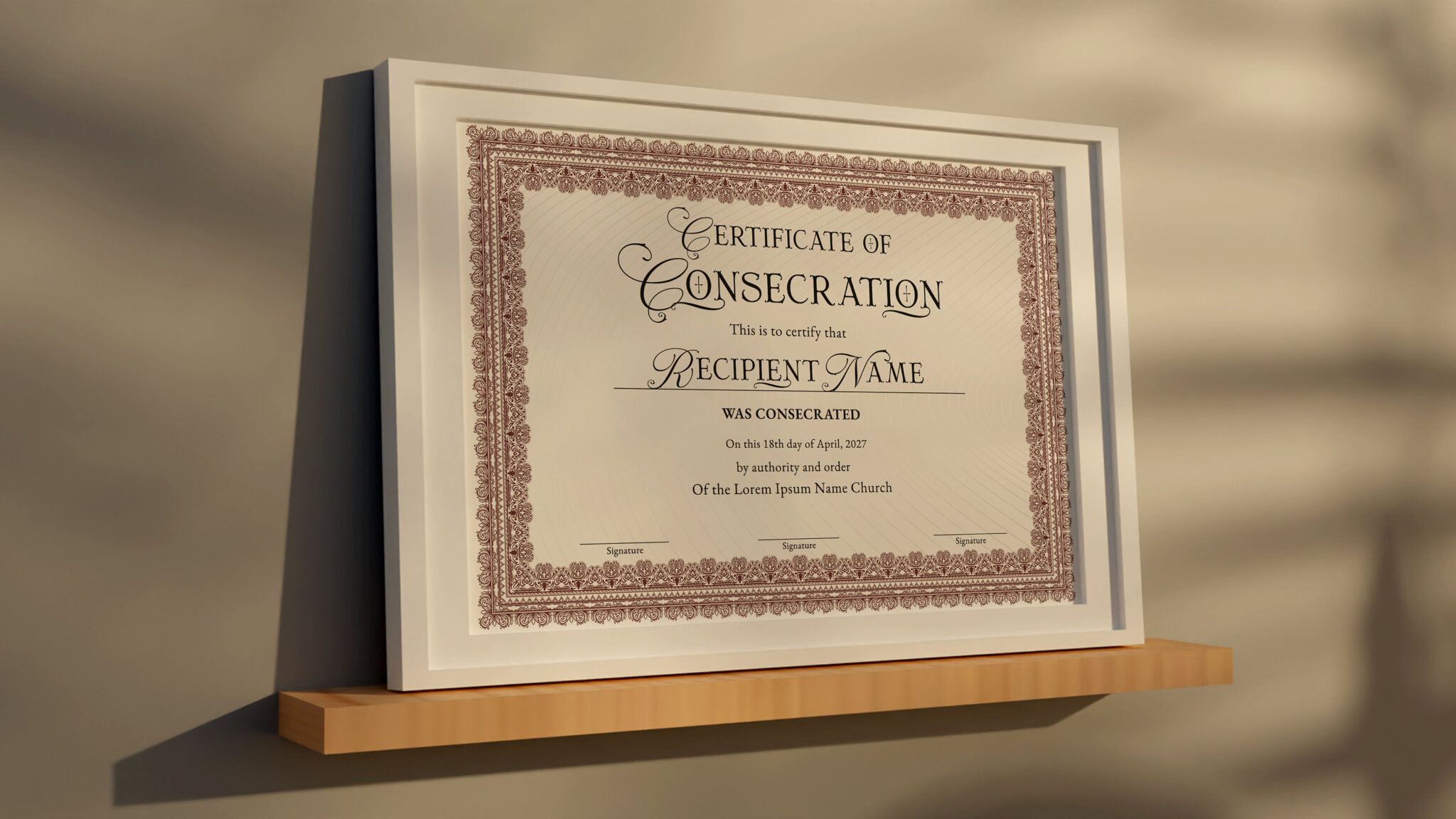 Editable Certificate of Consecration Template, Printable Consecration ...
