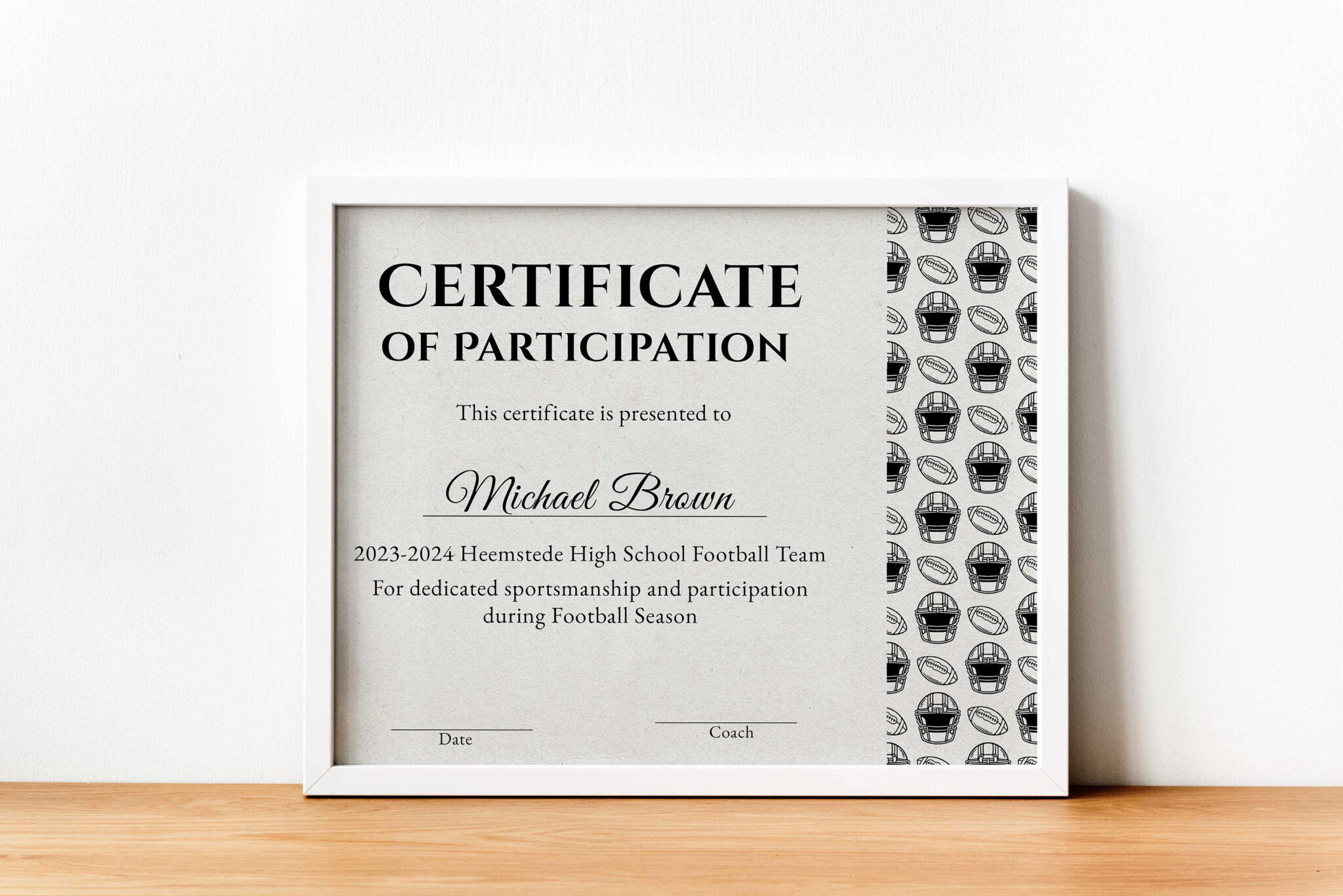 Editable American Football Certificate Template, Sports Certificate ...