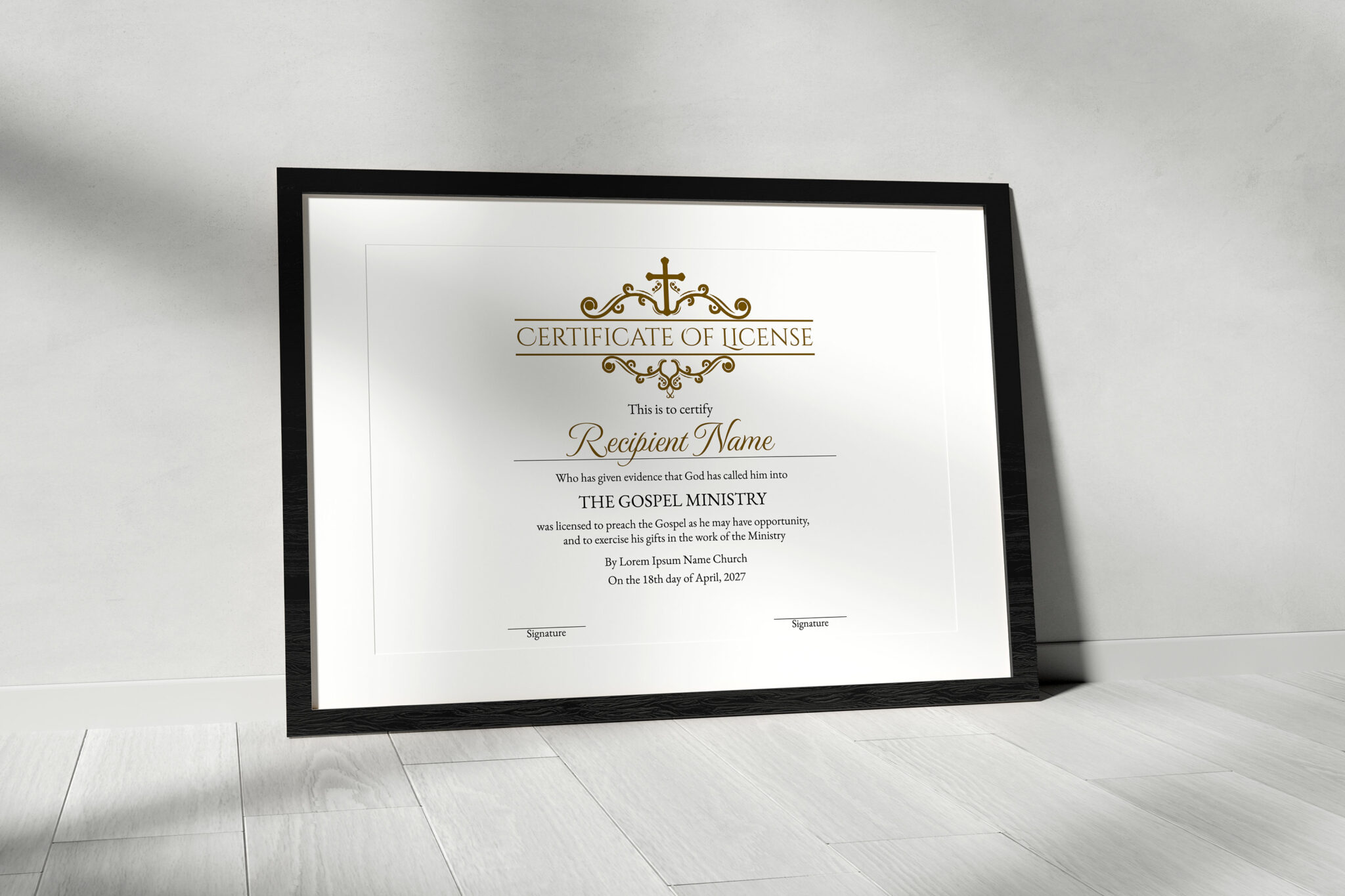 Editable License to Preach Template, Printable Certificate of License ...