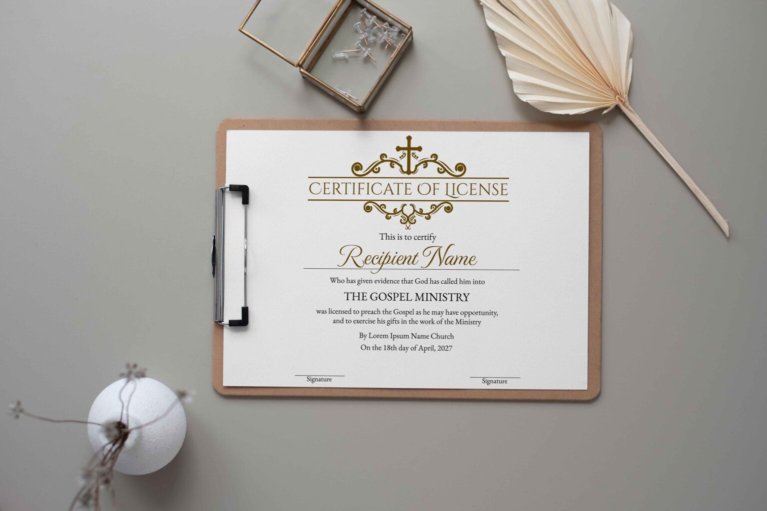 Editable License to Preach Template, Printable Certificate of License ...
