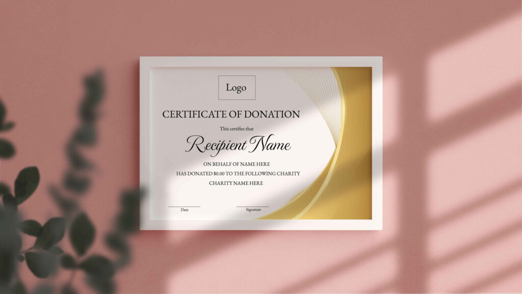 Editable Certificate of Donation Template, Printable Charity Donation ...